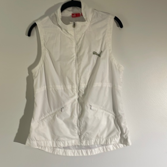 Puma | Jackets & Coats | Puma Golf Vest White W Blue And Green Logo ...